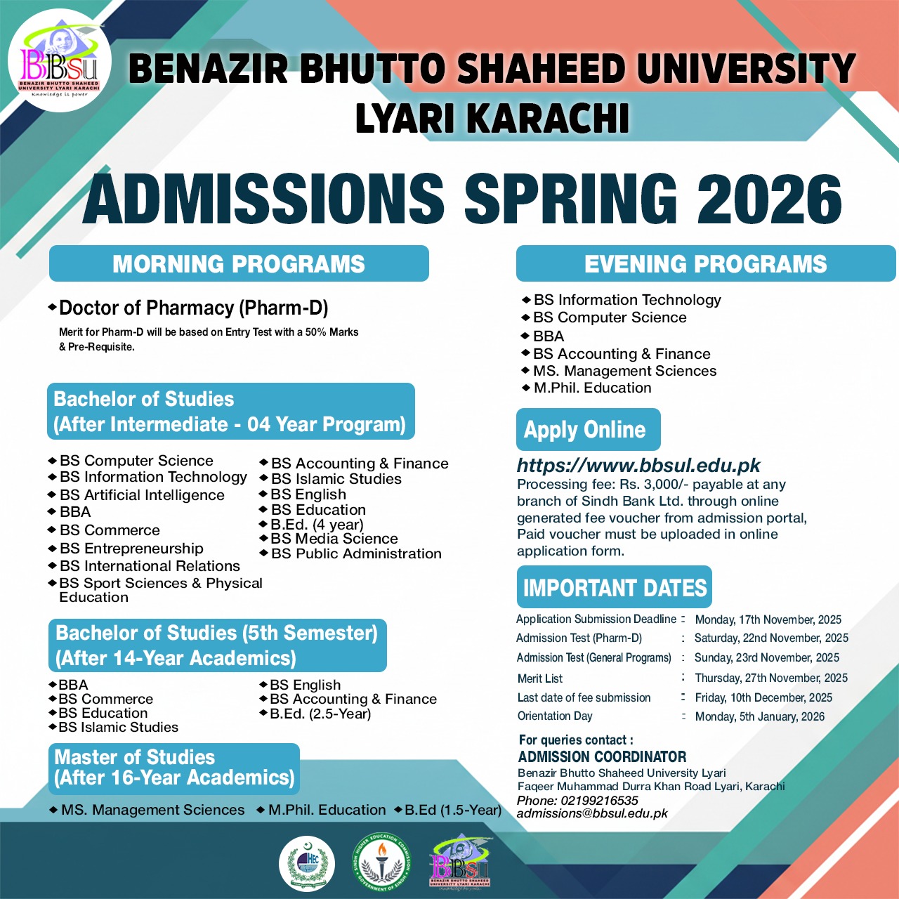 Benazir School of Business | Benazir Bhutto Shaheed University Lyari ...